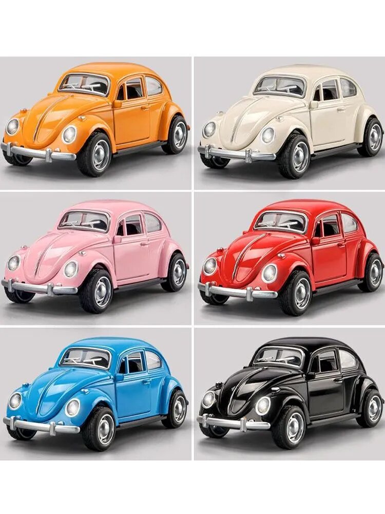 Машинка Volkswagen Beetle Розовая коллекционная металлическая модель 1:24 для детей 3-5 лет — фото 1