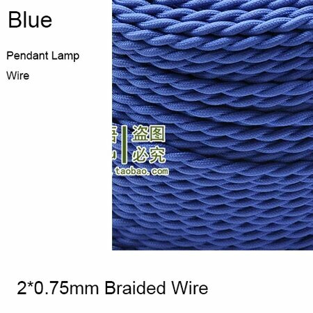 Винтажный тканевый провод 0,75 мм² медный 5/10/20/50 м Blue, 5m