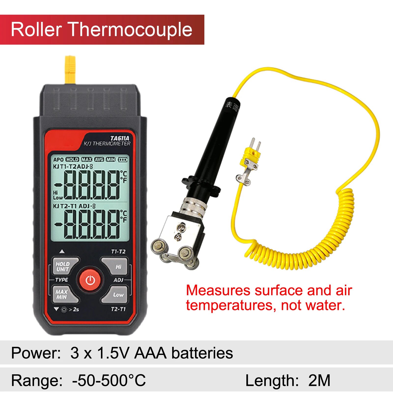 Термопара роликовая TA611A, 2M, -50-500°C