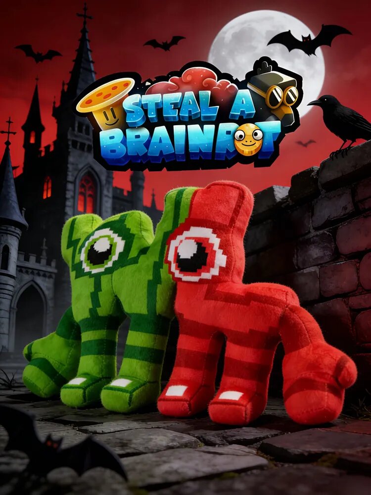 Плюшевые игрушки Steal a Brainrot Зеленый/красный мягкий материал игрушка для детей