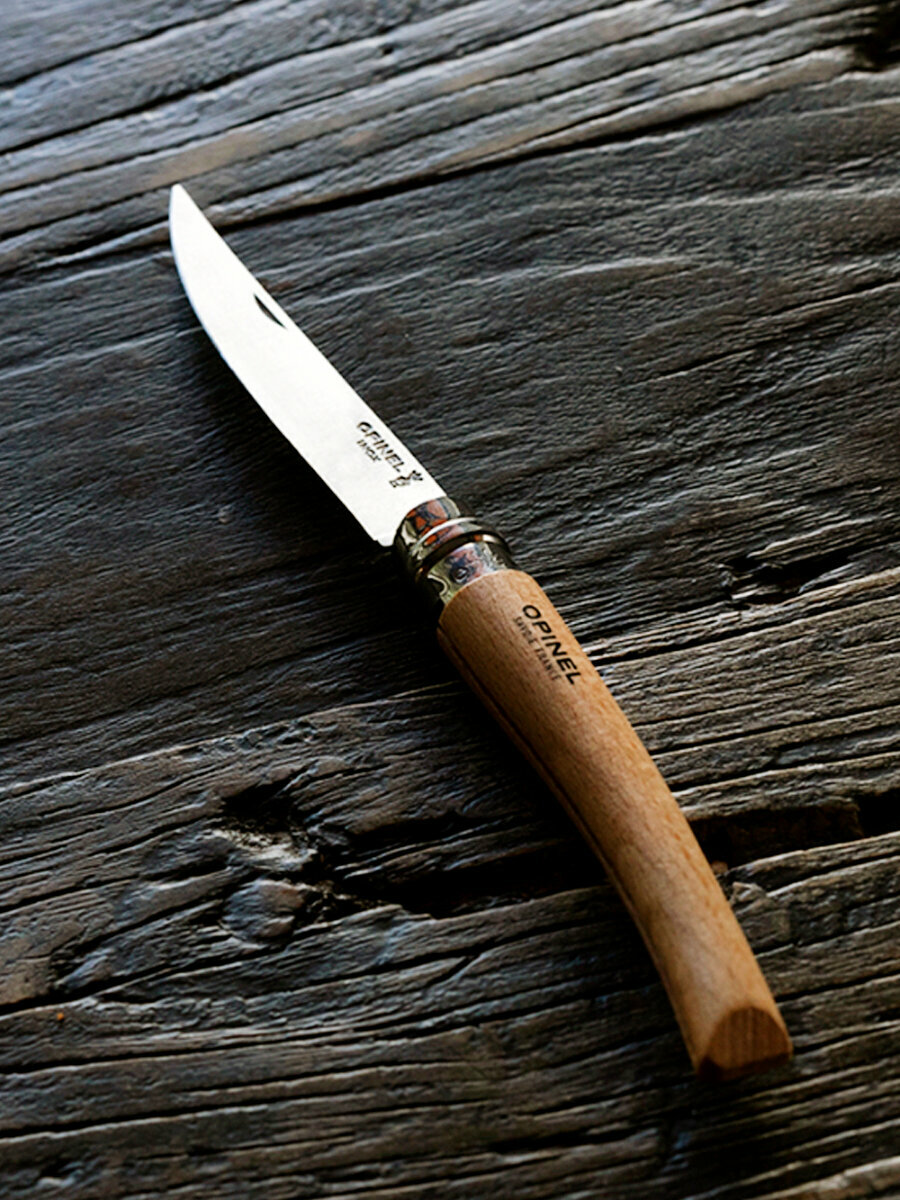 Нож филейный Opinel №8 складной из нержавеющей стали Sandvik 12C27, рукоять из дерева бука, лезвие 8 см. Франция