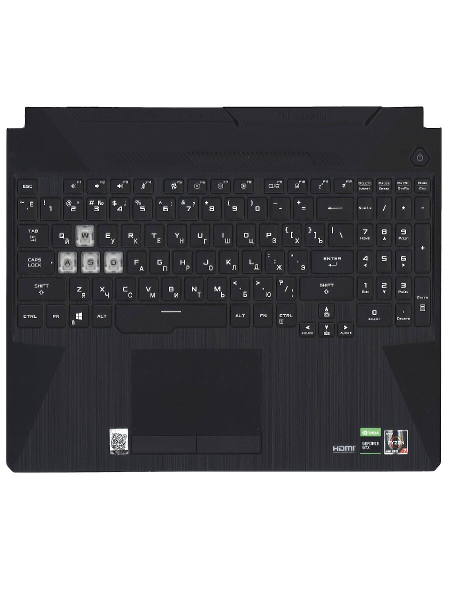Клавиатура для ноутбука Asus FX506 FX506U, топкейс черный с подсветкой