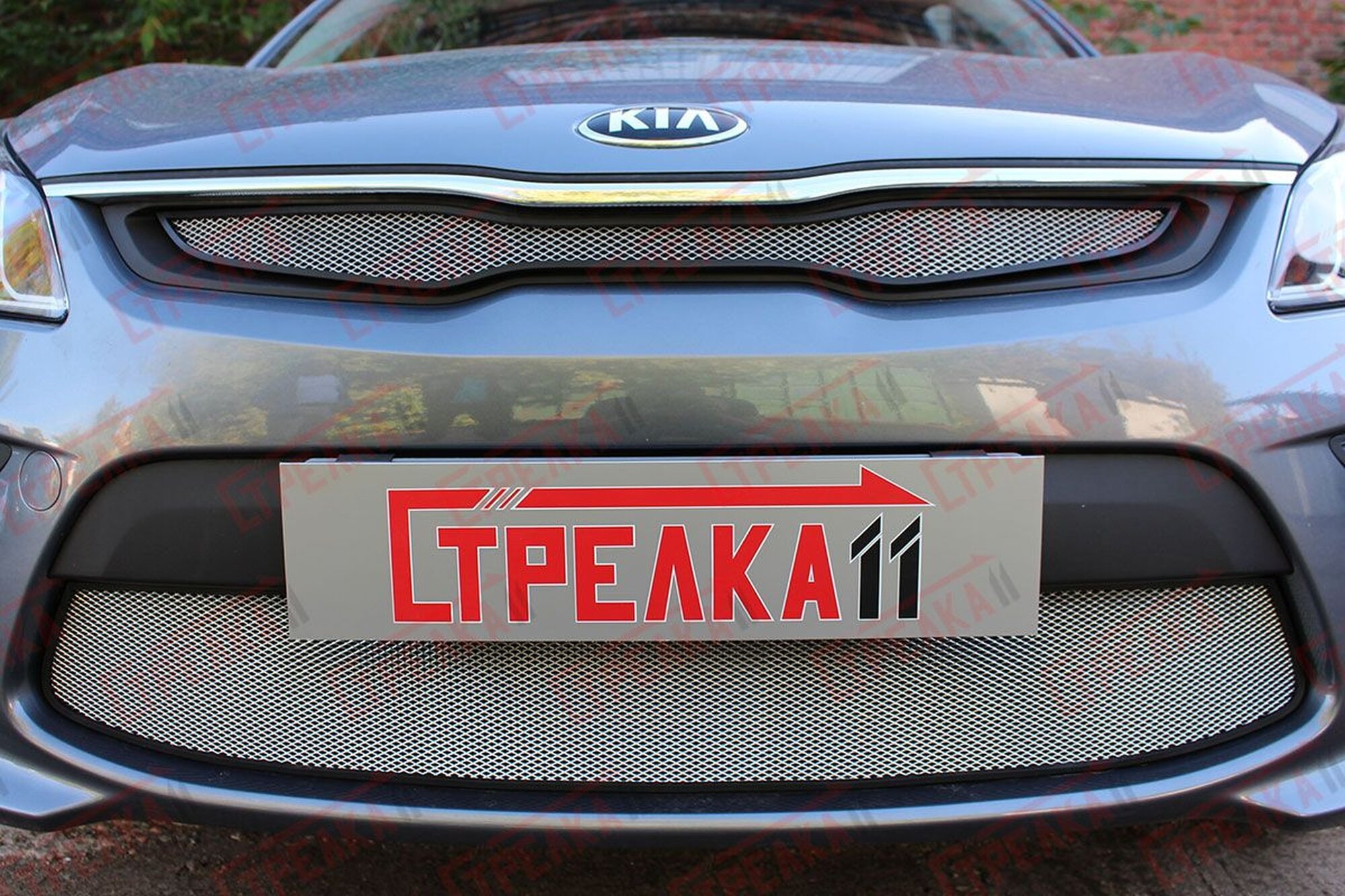 Защитная сетка радиатора с окантовкой и защелками для KIA RIO 2017-2020 (IV), 2шт, хром