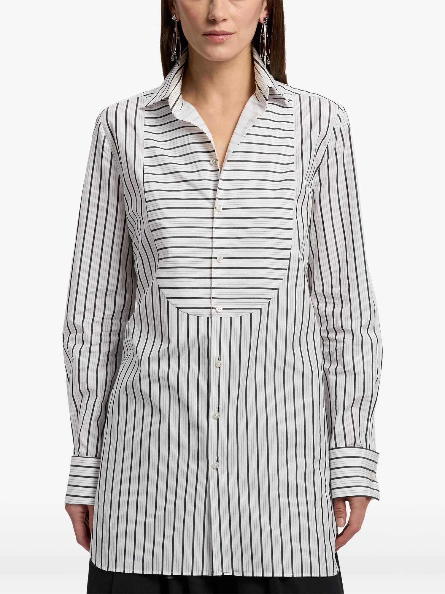 Рубашка Ralph Lauren Collection Tamara, размер 12, бежевый/белый — фото 1