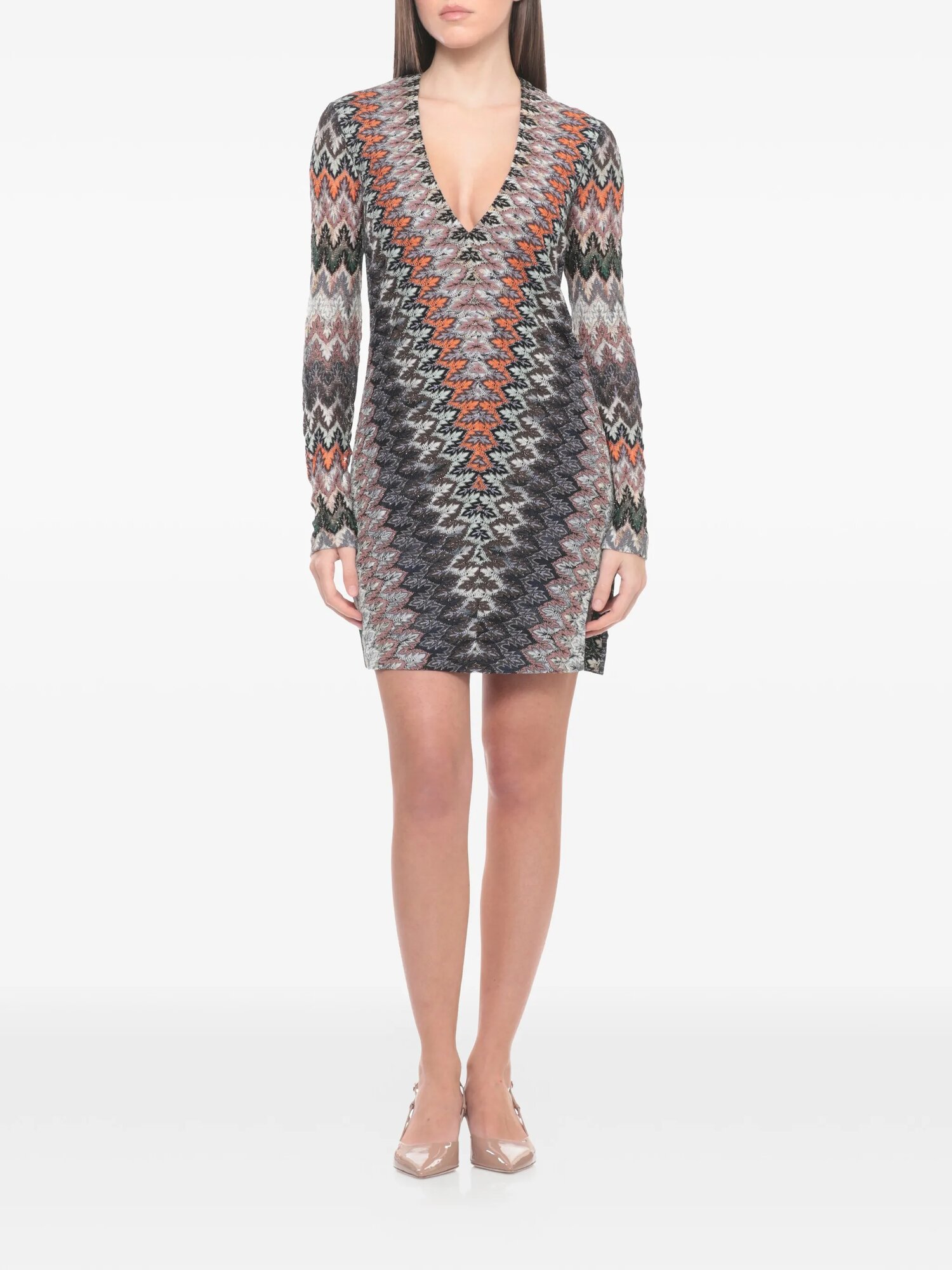 Платье Missoni V-neck patterned dress, размер 40, синий — фото 1