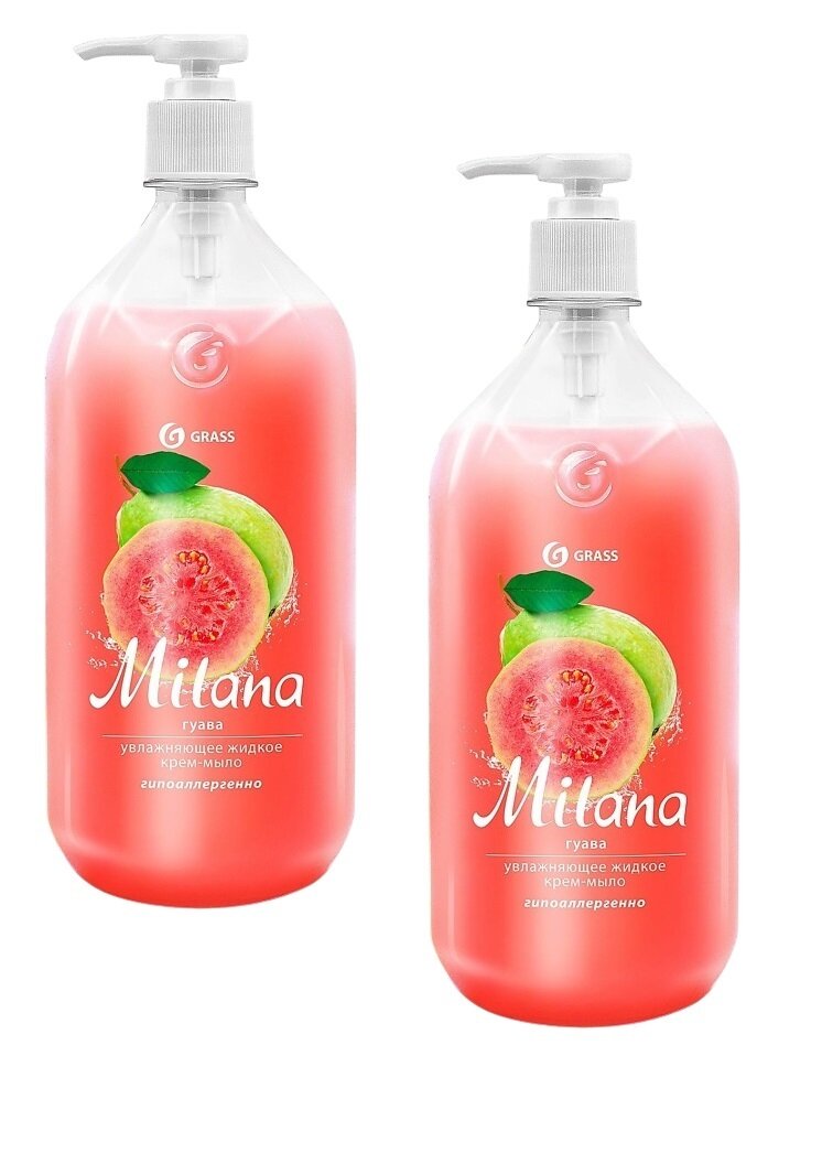 Крем-мыло GraSS "Milana" жидкое увлажняющее Гуава , 1000 мл 2шт