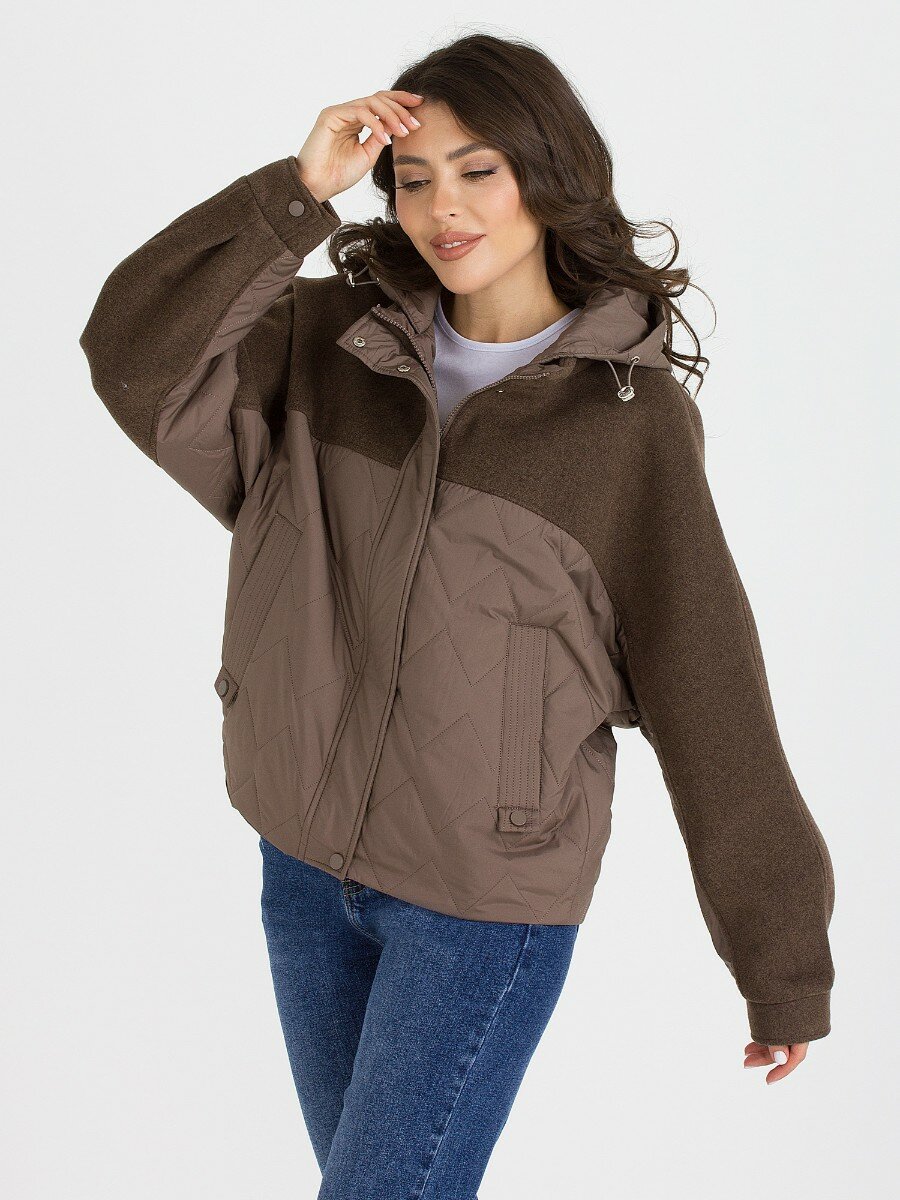 Куртка с капюшоном,комбинированная ткань