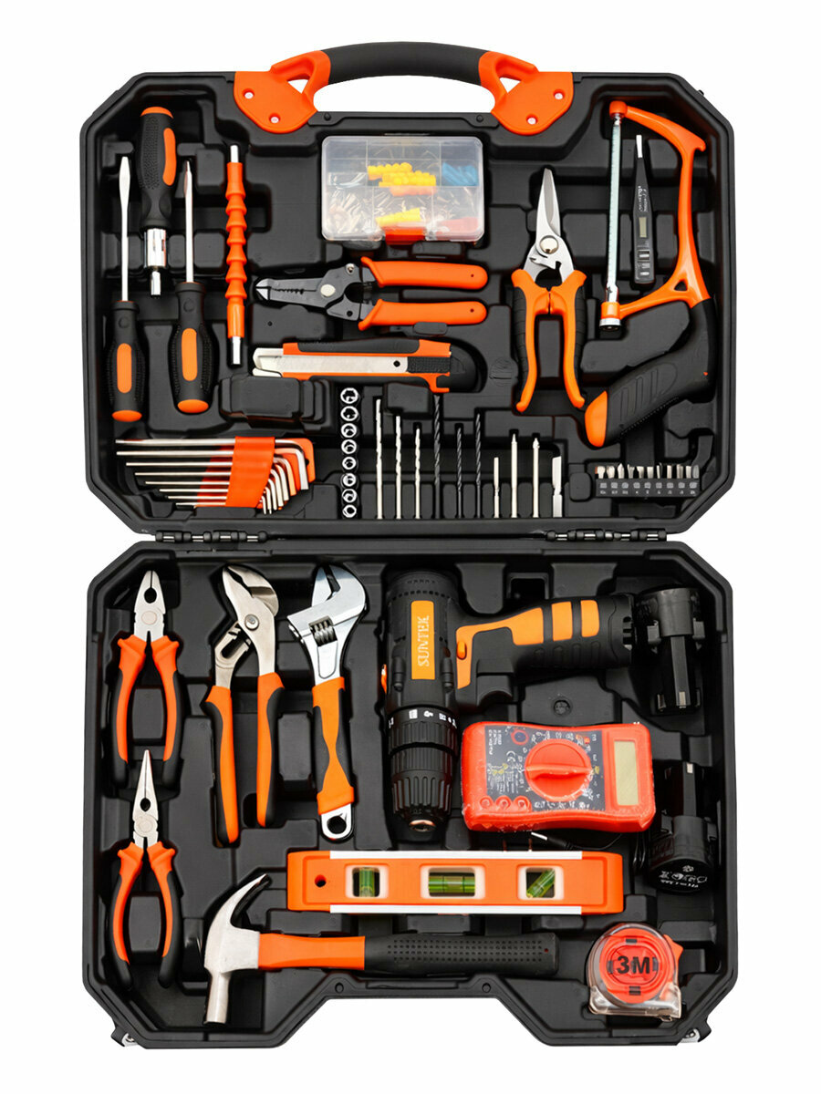 Набор инструментов с аккумуляторной дрелью SUNTEK Cordless Drill Kit (DC12V-120)