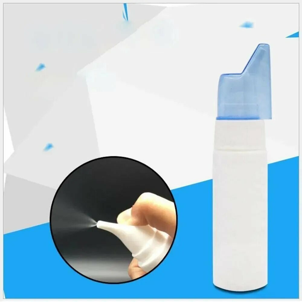 Назальный флакон с дозированным распылителем / пульверизатор / ирригатор назальный. Объем 100 мл. Размер 17х3.5 см. Цвет белый