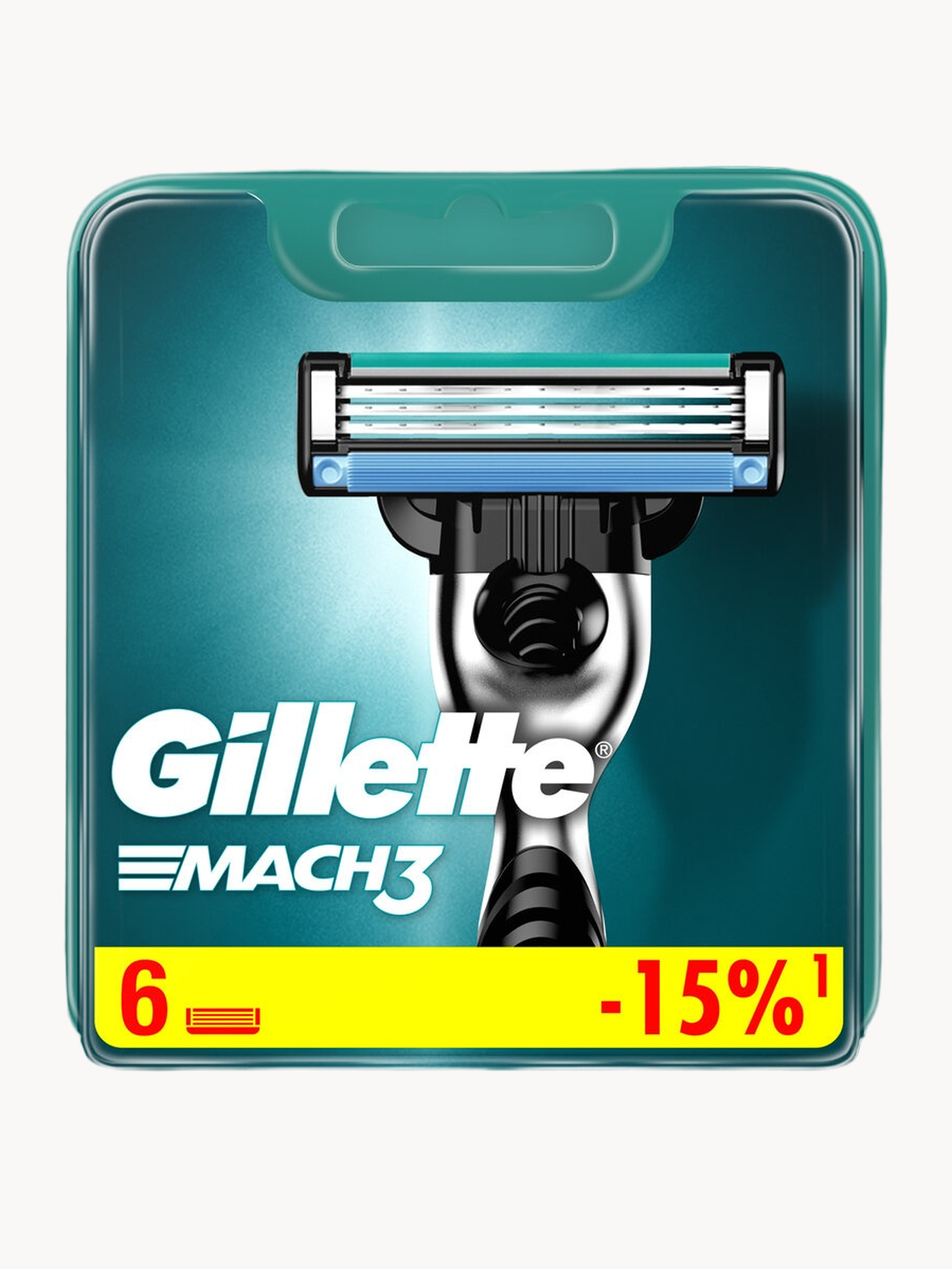 GILLETTE Mach 3 Сменные кассеты для бритья с 3 лезвиями, мужские, 6 шт