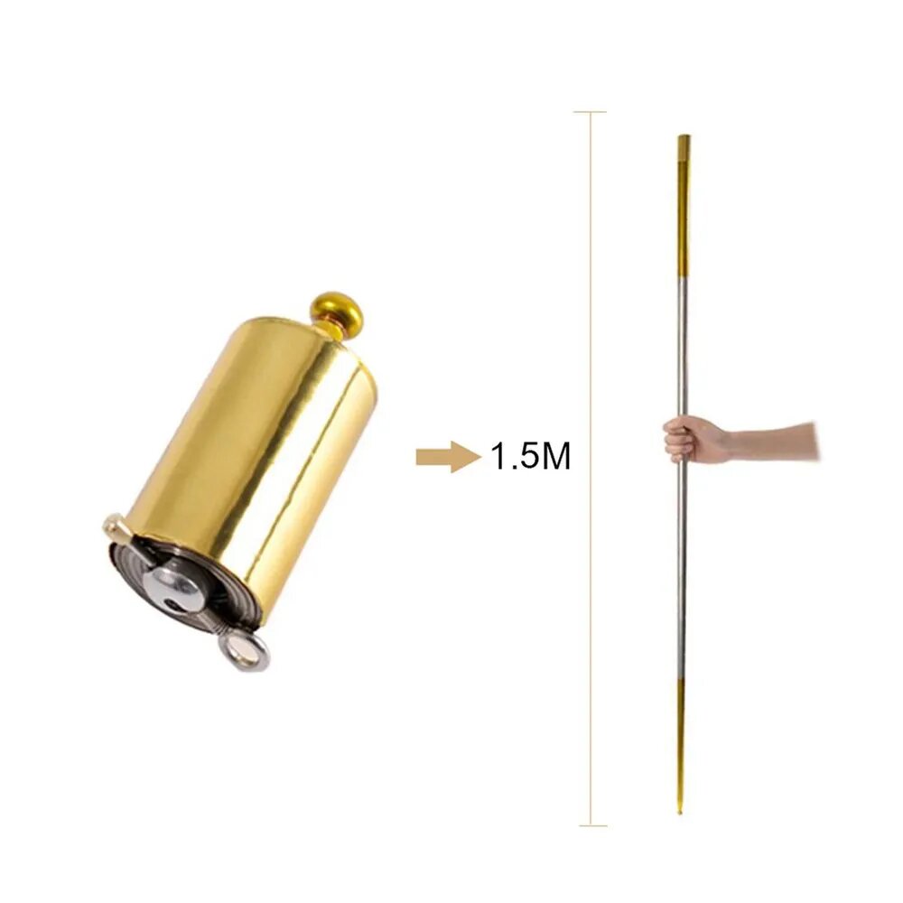 Телескопическая стальная палка для боевых искусств, 1,5 м, золотистая