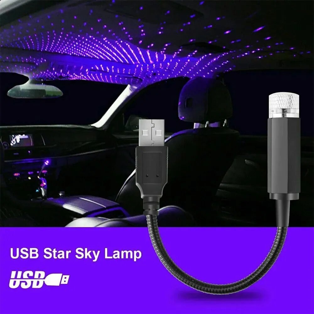Подсветка салона автомобиля USB проектор звездного неба для авто
