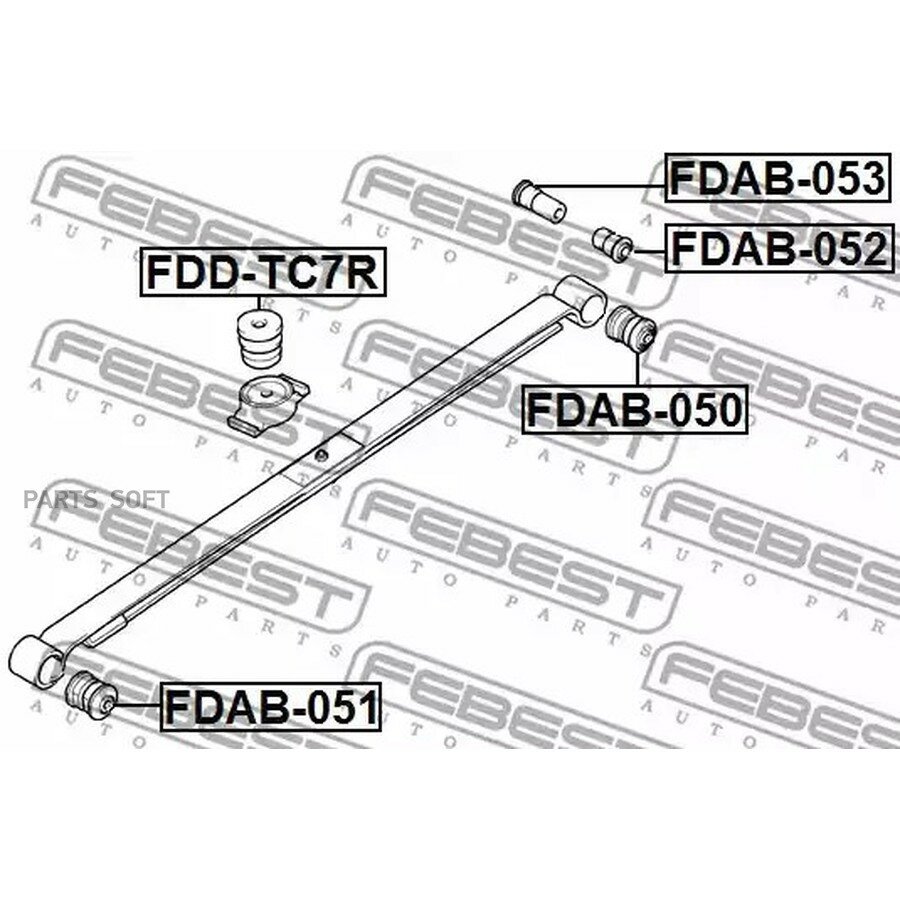 FEBEST FDAB-051 сайлентблок задней рессоры FORD TRANSIT CONNECT (TC7) 2002-2013