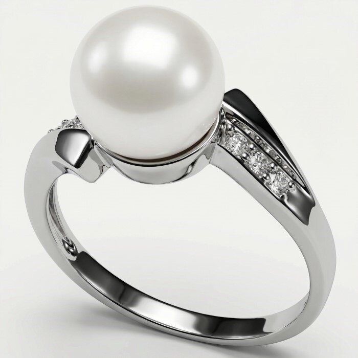 Кольцо, серебро, 925 проба, жемчуг