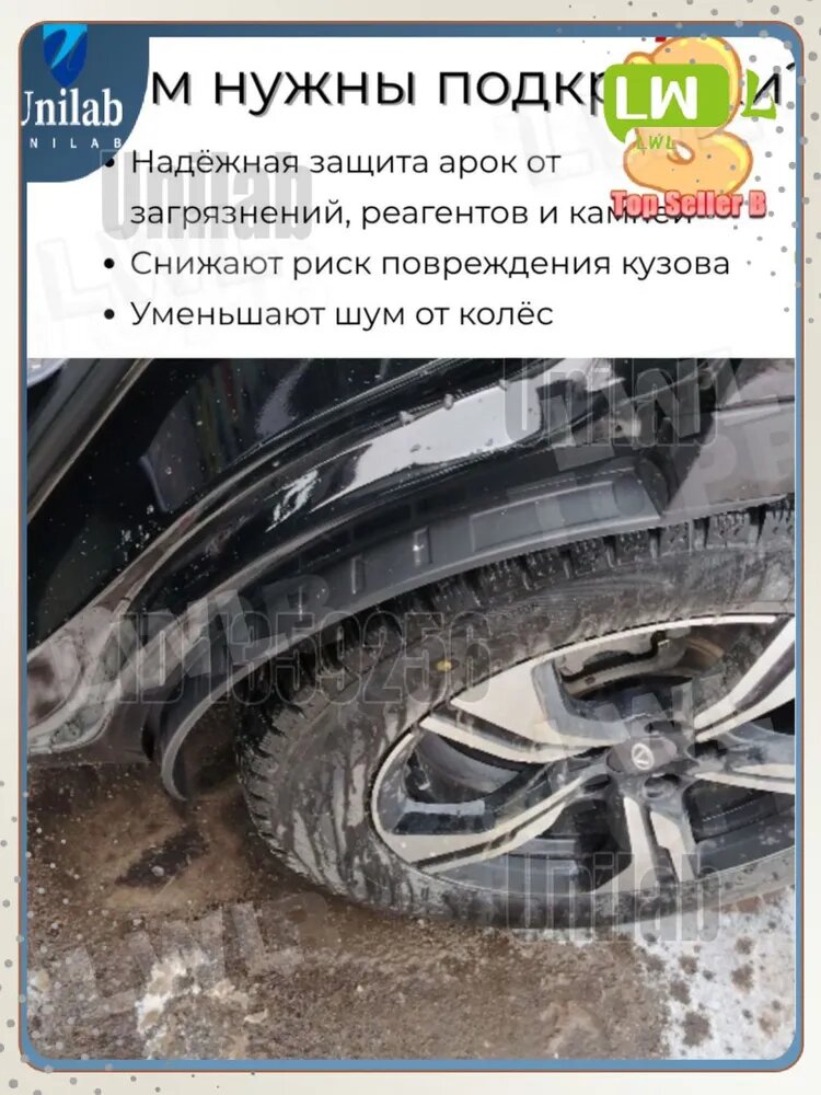 Подкрылки задние для T4, комплект 2 шт, пластик, черные — фото 1