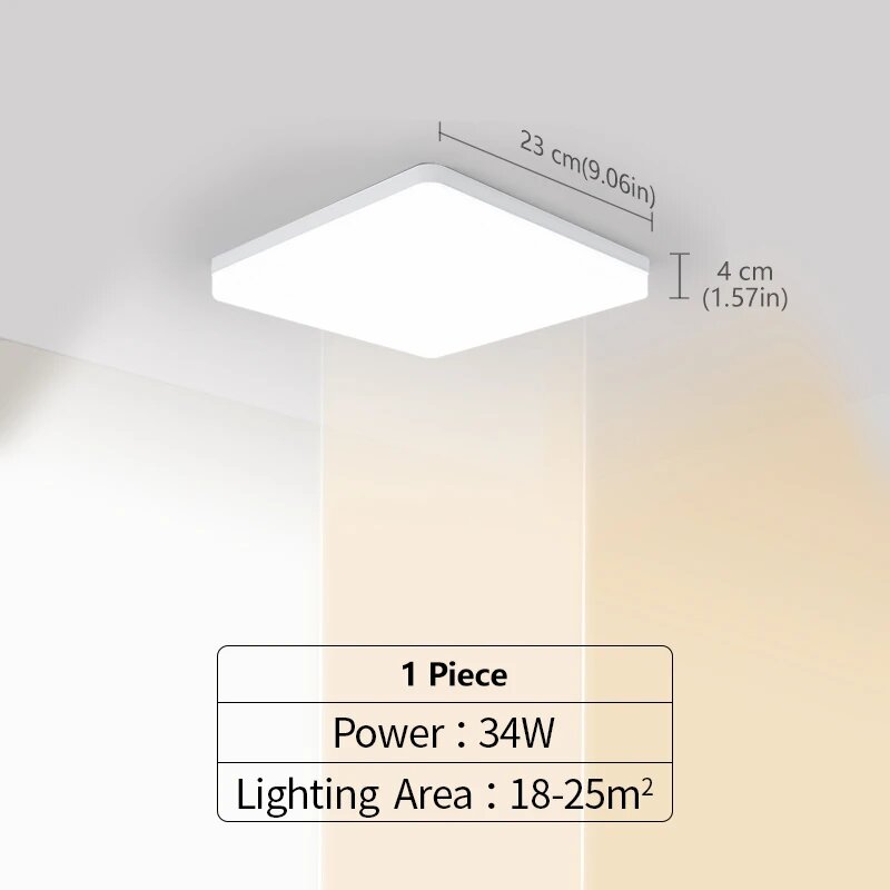 LED Потолочный Светильник Квадратный 34W, 23 см, Нейтральный Свет