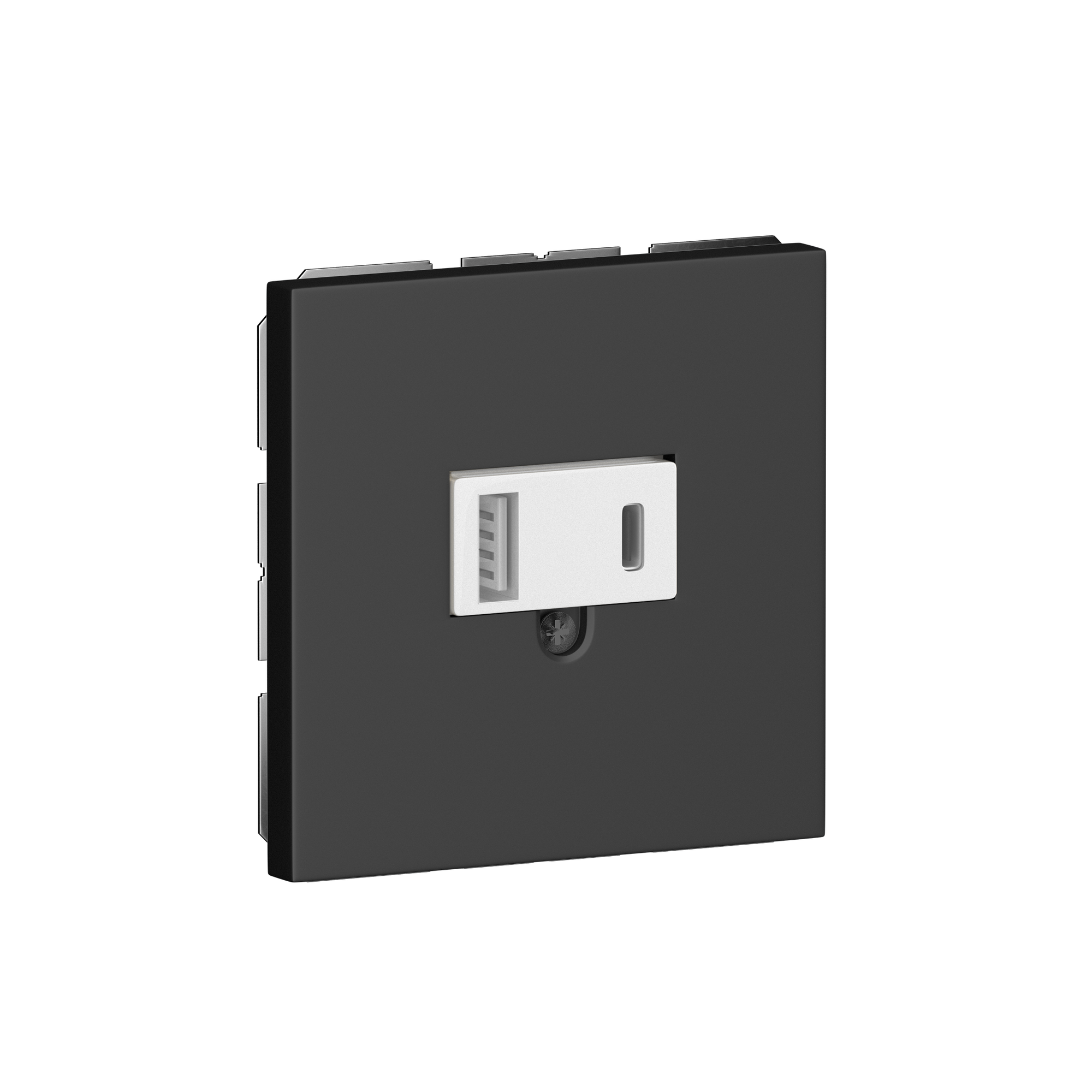USB-зарядка типа A+С 3100мА 12Вт с белым разъёмом, цвет чёрный, серия R98, Donel