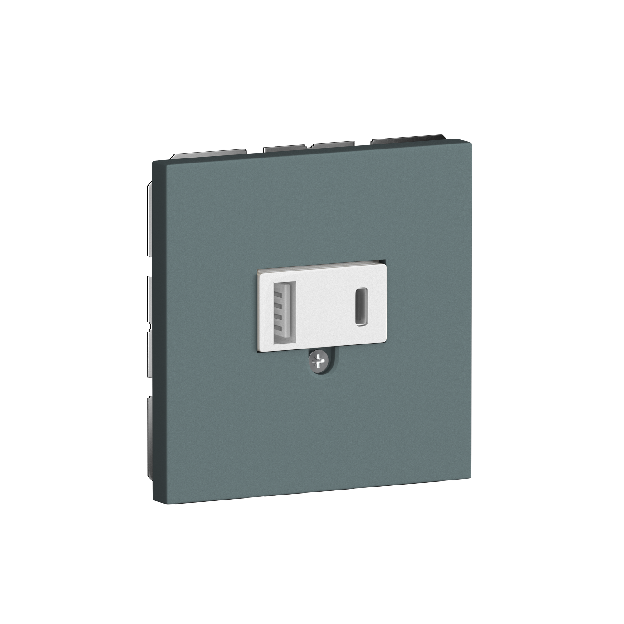 USB-зарядка типа A+С 3100мА 12Вт с белым разъёмом, цвет матовый изумруд, серия R98, Donel