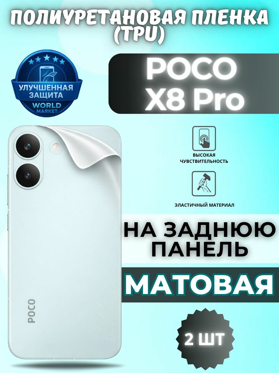 Комплект 2шт. Гидрогелевая полиуретановая пленка для POCO X8 Pro / матовая на заднюю панель / защита с эффектом восстановления на Поко икс8 про