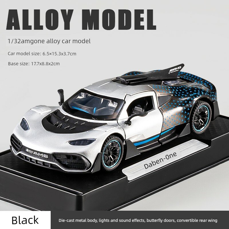 Модель Mercedes-AMG ONE 1:32 масштаба серебристого цвета из алюминия для мальчиков - премиум коллекционная игрушечная