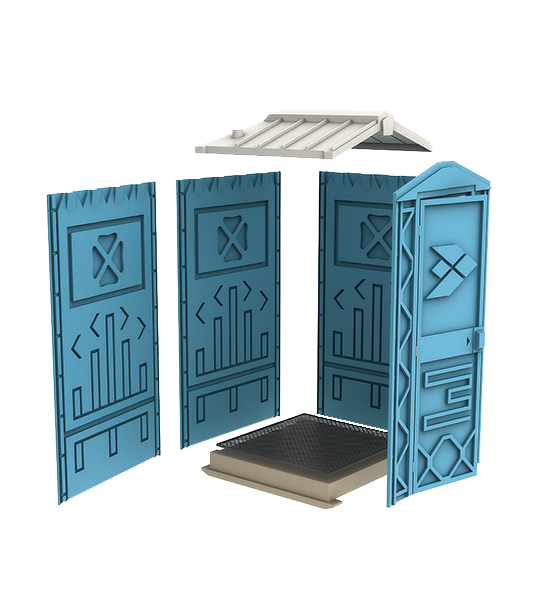 Туалетная кабина без бака с ровым полом от производителя, цвет синий из первичного пластика