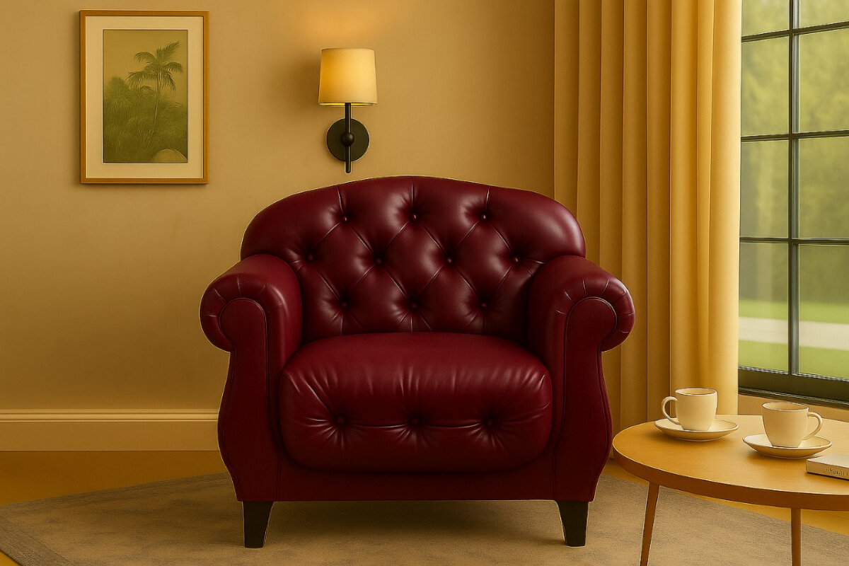 Кресло Честерфилд, Базовые ткани, Velutto Soft цвет Красный, 6 кг