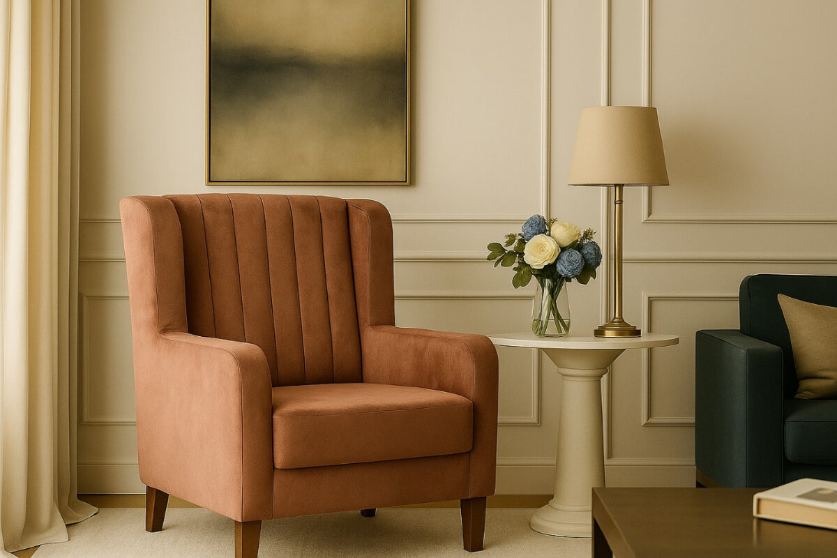 Кресло Квадро, Базовые ткани, Velutto Soft цвет Персиковый, 6 кг