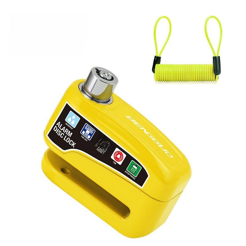 Мотоциклетный диск тормозной замок с сигнализацией с переносной сумкой для замка для безопасности мотоцикла желтый напоминание