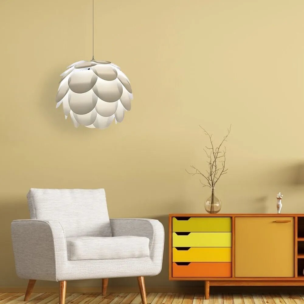 Люстра подвесная светодиодная белая в форме шишки для гостиной, диаметр 300 мм