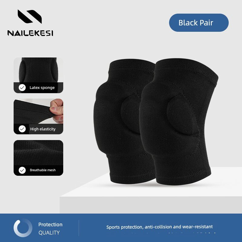 Черные наручные наколенники XL размера для танцев, йоги и работы — плотная пена, комфорт при коленном положении