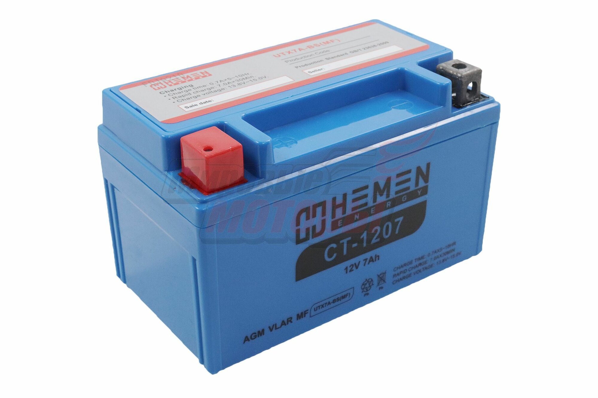 Аккумулятор 12В 7Ач HEMEN ENERGY CT1207 (UTX7A-BS(MF)) (кислотный, герметичный) (прямая полярн) (150