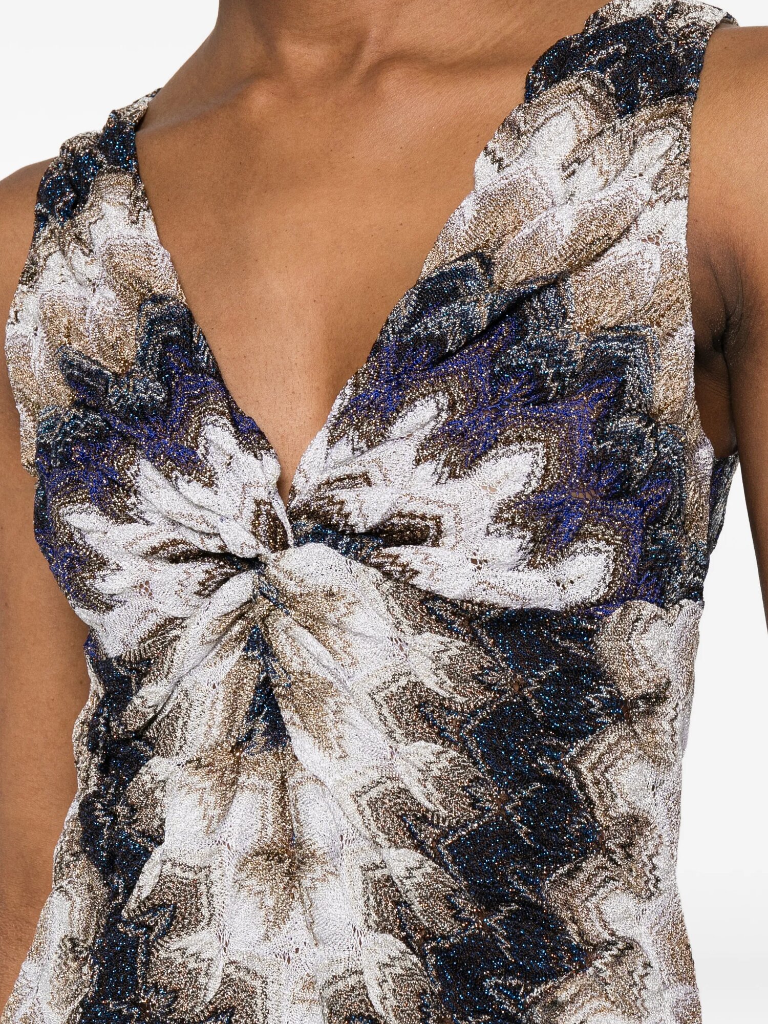 Топ Missoni Chevron-pattern twist-detail top, размер 40, blue — фото 1