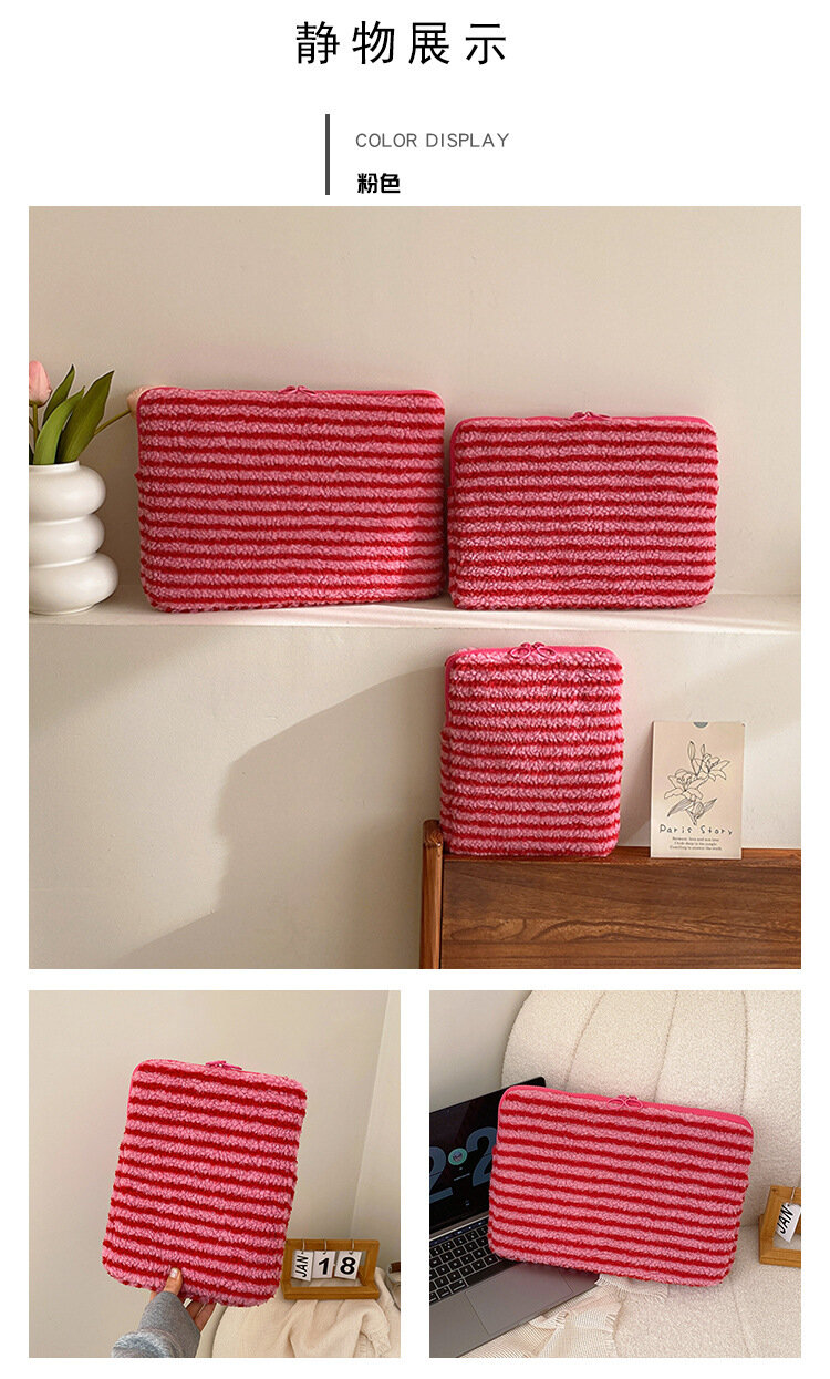 KLQ PL55 Color polka dot plush laptop clutch fashionable storage for women
