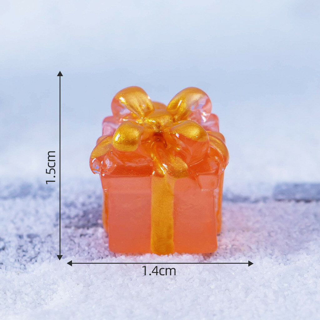 Resin craft luminous gift box creative diy miniature christmas car ornament six colors orange