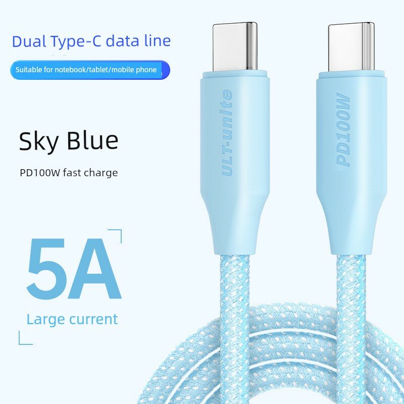 Двойной кабель USB-C 0.5 м Светло-голубой для iPhone 15 Pro iPad MacBook Скоростная зарядка PD