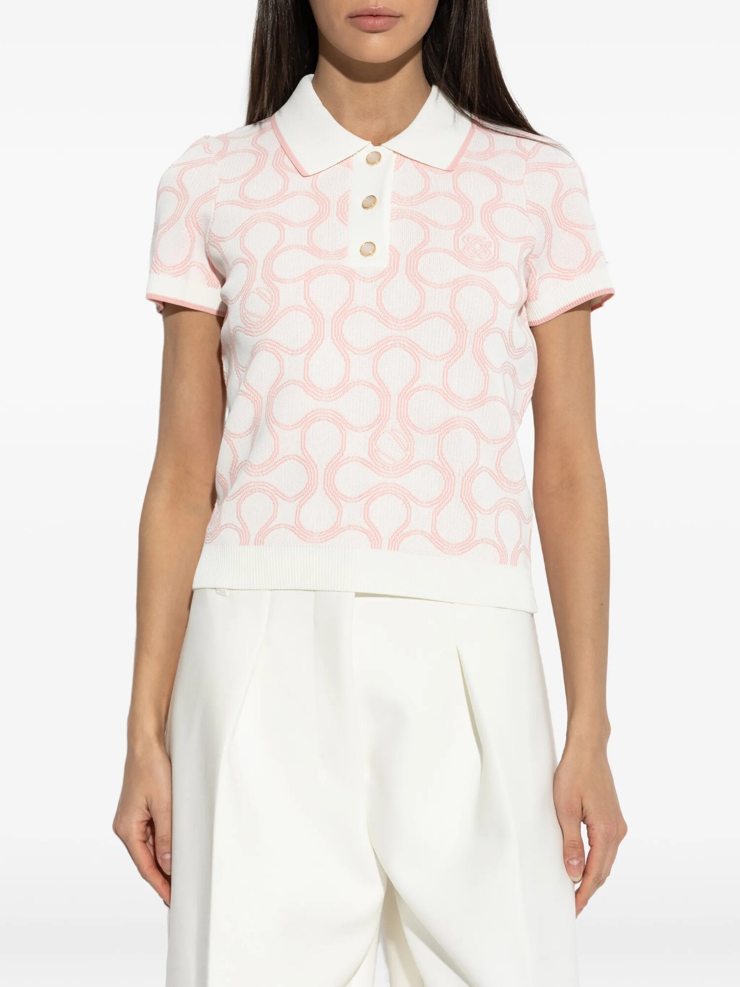 Топ Casablanca Patterned polo top, размер M, white — фото 1