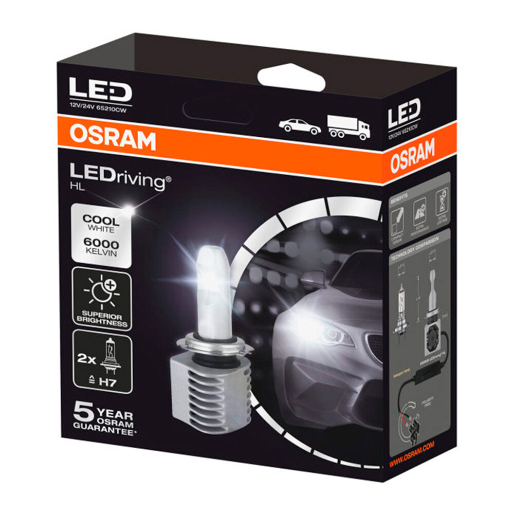 Лампы автомобильные светодиодные OSRAM H7 14W 12V, OS65210CW