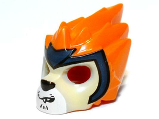 Деталь Lego 11129pb02 Minifigure, Headgear Mask Lion with Tan Face, Crooked Smile and Dark Blue Headpiece Pattern