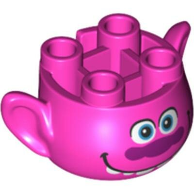 Деталь Lego 65461pb06 Minifigure, Head, Modified Trolls with Dark Azure Eyes, Magenta Nose, and Smile with Top Teeth Pattern