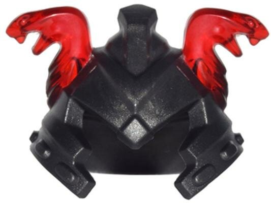 Деталь Lego 24484pb01 Minifigure, Headgear Helmet Ninjago with Cheek Protection and Molded Trans-Red Snake Heads Pattern
