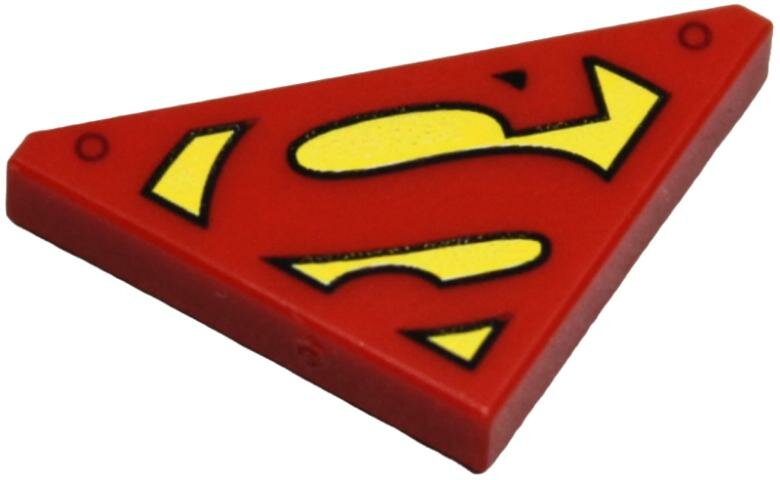 Деталь Lego 35787pb022 Tile, Modified 2 x 2 Triangular with Superman 'S' Logo on Yellow Background Pattern