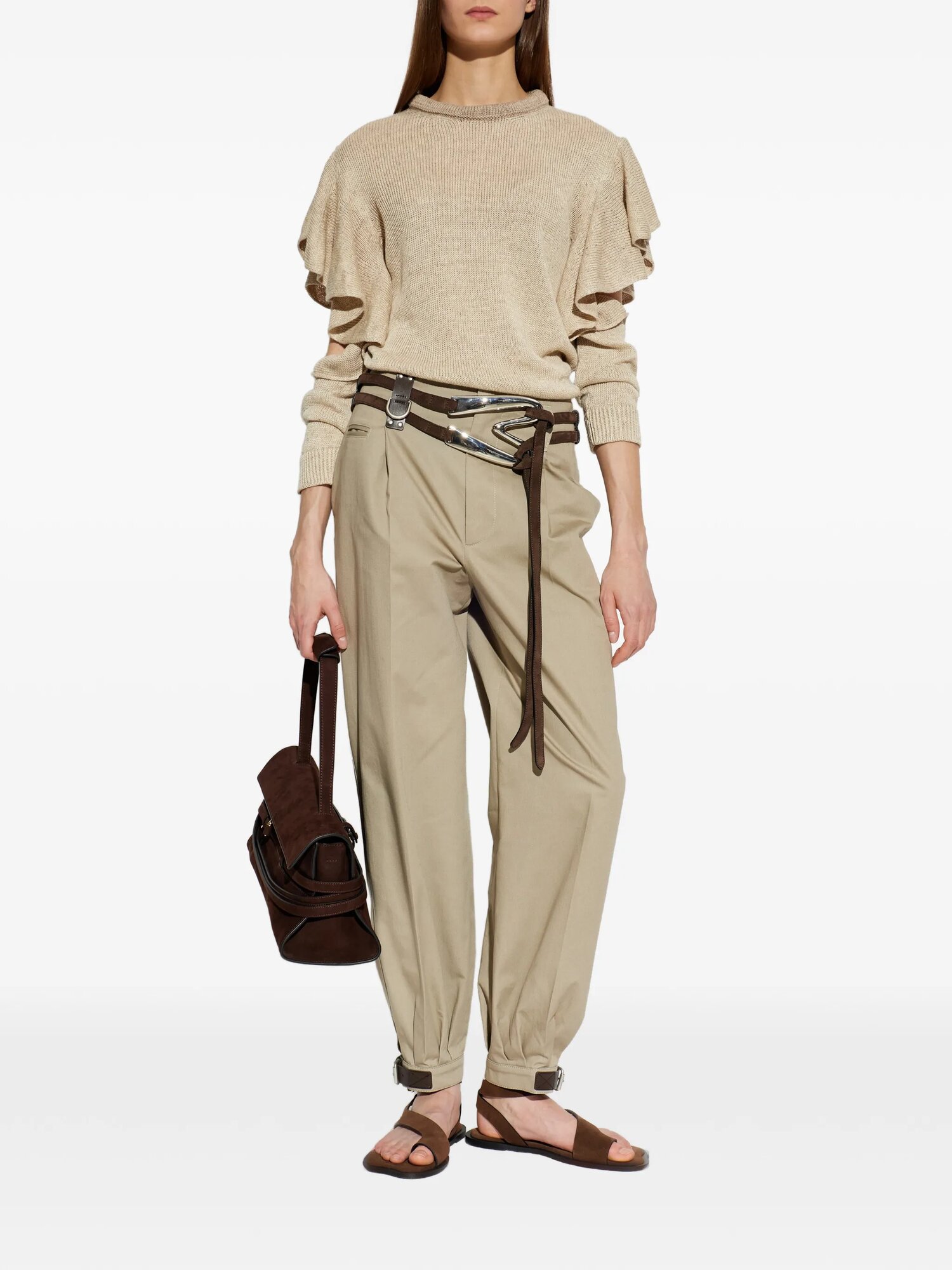 Брюки MOSCHINO Buckle-cuff trousers, размер 38, разноцветный — фото 1