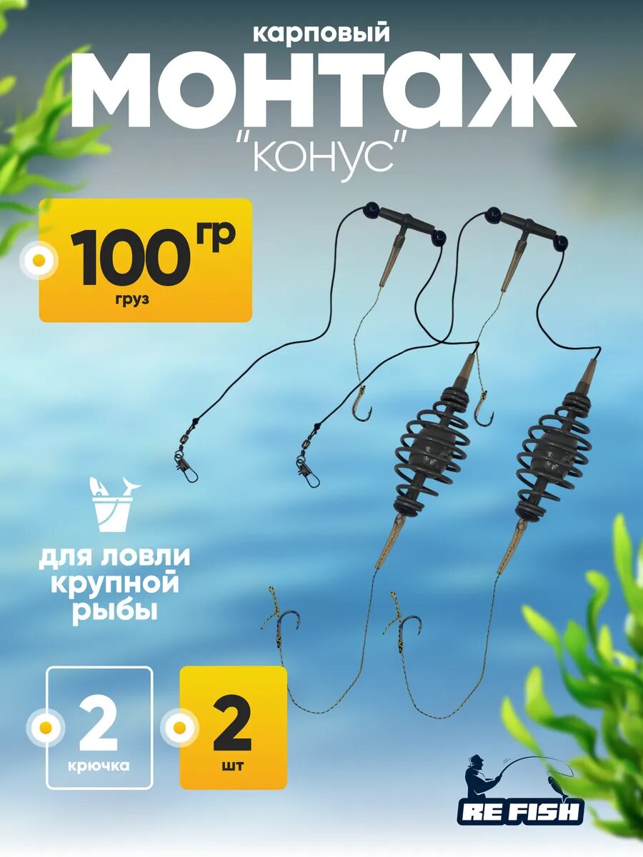 Карповый монтаж рыболовный 100 гр, 2 шт