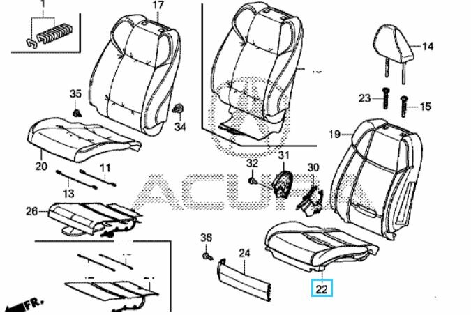 Подкладка в комплекте, лев. подушка передн. сиденья; Артикул Honda/Acura: 81537TZ3A51 (Оригинал)
