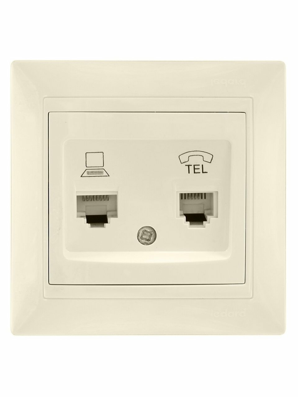 Розетка телефонная и компьютерная Ledard RJ11+RJ45, скрытая установка, кремовая, артикул 6078686