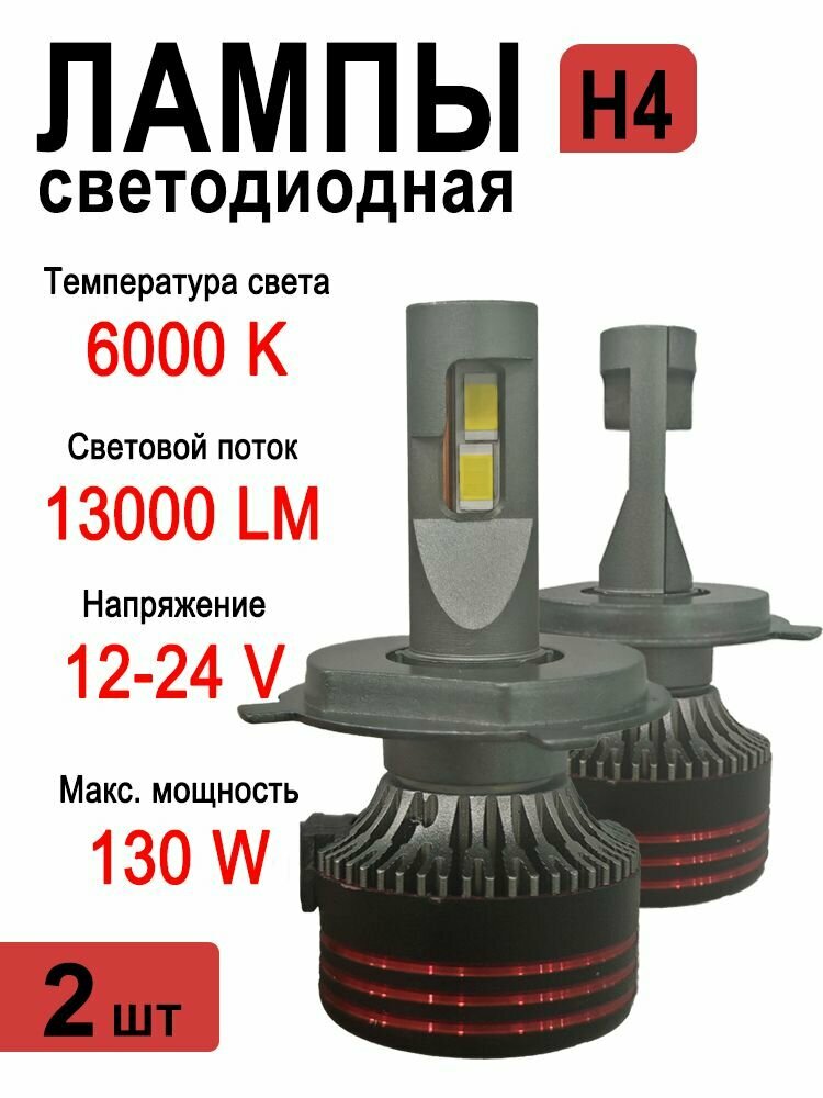 Лампы автомобильные Kinder Explorer H4-M8Pro, LED, для ближнего/дальнего света, 12 В/24 В