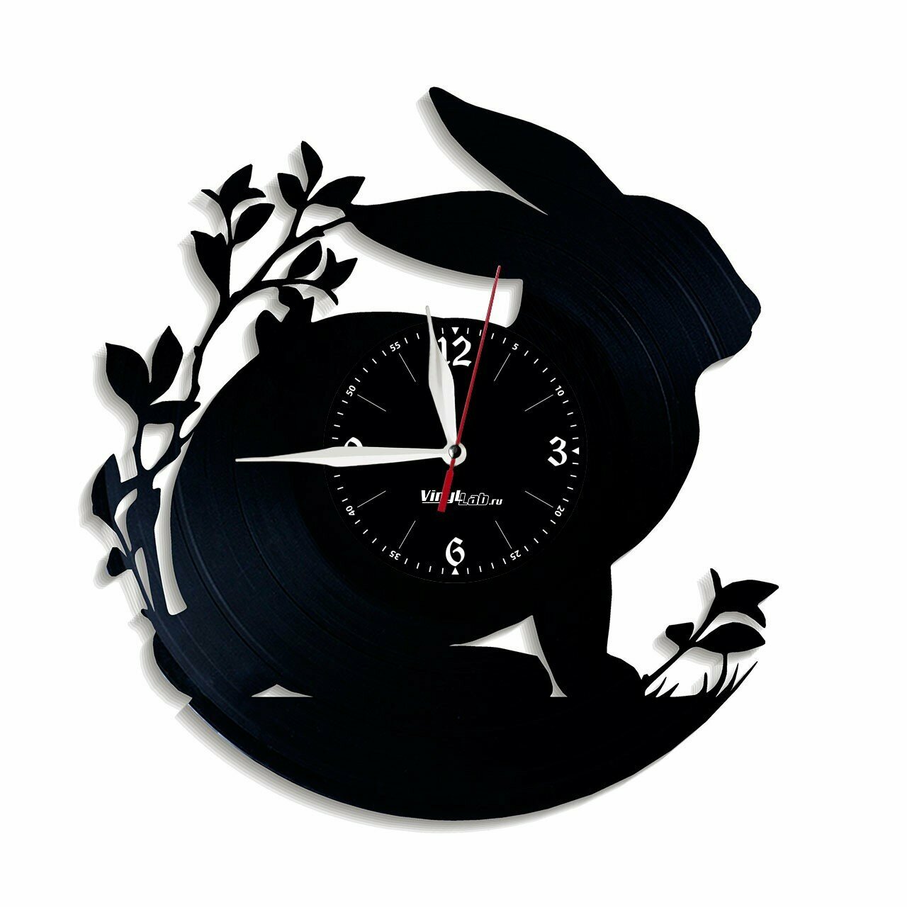 Часы из виниловой пластинки (c) VinylLab Заяц, диаметр 30 см
