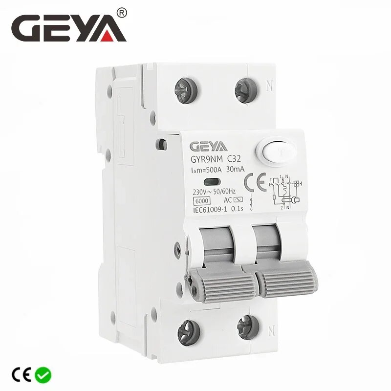 Автоматический выключатель GEYA GYR9NM 2P 25A 30mA