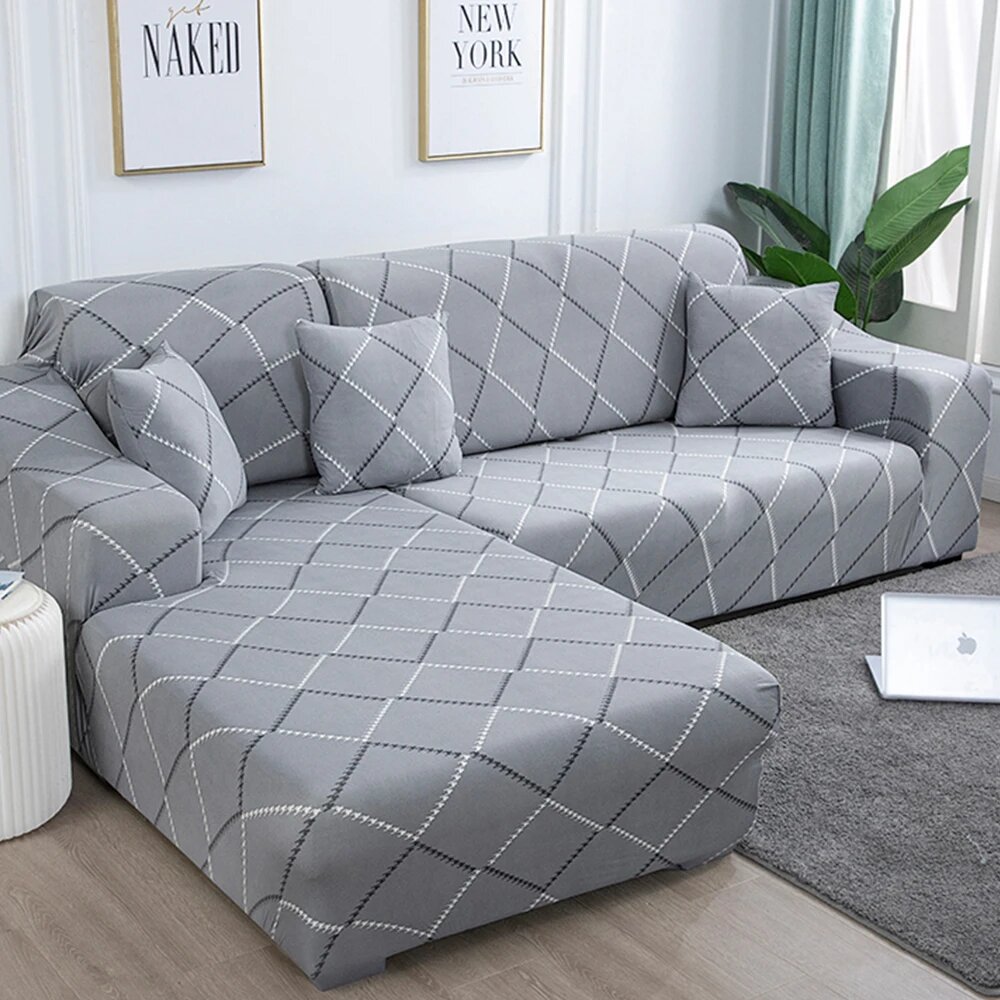 Серый чехол на угловой диван XLarge (235-300см), Color 10