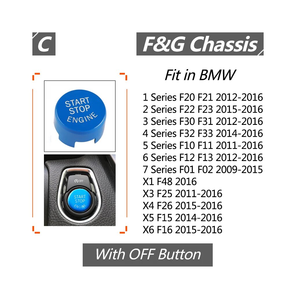 Кнопка START STOP двигателя Blue для BMW F20-F26, F30-F32, F10-F16